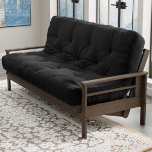 loosh full size sofa bed foam canvas futon mattress - 12" usa made, black, frame not included