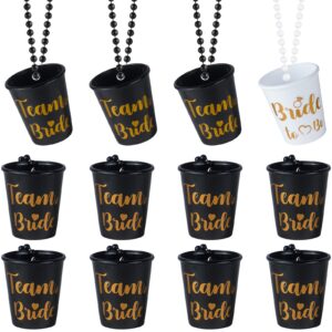 mgupzao bachelorette party favors shot glass necklace 12pcs bride to be and team bride cup necklace with plastic beads for bridal shower engagement party black and white