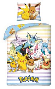 pokémon characters single cotton duvet cover set - european size