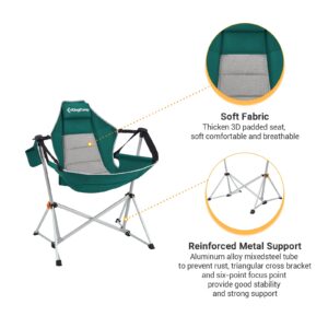 KingCamp Hammock Camping Chair Folding Rocking Chair Heavy Duty Portable Swing Recliner Chair with Pillow for Outdoor Lawn Backyard Picnic, Green