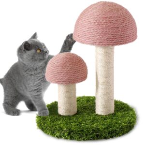 lihaobm cat scratching post - mushroom cat scratcher featuring with natural sisal caps scratch pole and sturdy base for kittens & small cats - pink