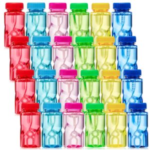 sloosh 24 pack twisted bubble bottle with 2 oz bubble solution set,6 color for kids' bubble toys summer bubble fun activity, easter, and assortment party favors