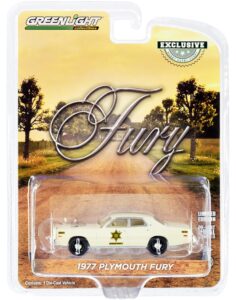 greenlight 1977 plymouth fury cream #34 riverton sheriff hazzard county hobby exclusive 1/64 diecast model car