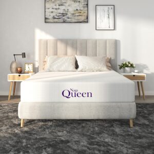 napqueen 8 inch bamboo charcoal king size medium firm memory foam mattress, bed in a box (white)