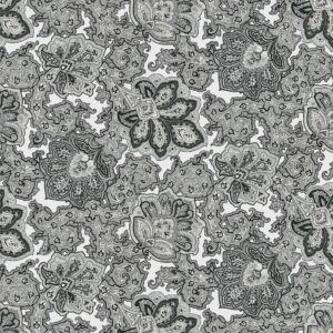 stitch & sparkle 100% cotton duck 45" width paisley print grey color sewing fabric by the yard d013g0504