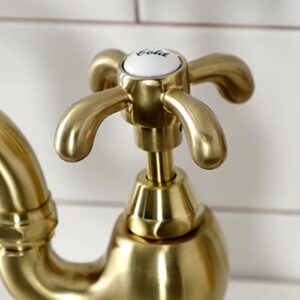 Kingston Brass KS7757TXBS French Country Bridge Kitchen Faucet, Brushed Brass