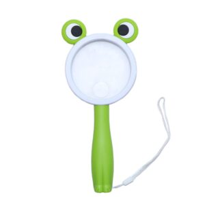 children handheld magnifying glass for student kids exploring nature, scientific experiment insect animal plant leaves observation reading (frog style 1pcs)