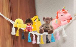 taknap stuff animals organizers for plushie holder and squishmallow hammock and plushie net adding a decorative touch to the corner of the play room bedroom(small size)(30"x30"x42") small size