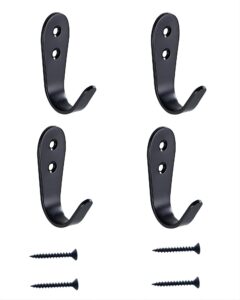 gslstgs 4 pcs black coat hooks for wall, heavy duty hooks for hanging coats no rust hooks wall mounted with screws for key, towel, bags, cup, hat indoor and outdoor (black-4pcs)