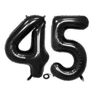 number 45 balloons 32 inch digital balloon alphabet 45th birthday balloons digit 45 helium balloons big balloons for birthday party supplies wedding bachelorette bridal shower, black number 45