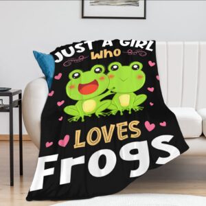 frog blanket just a girl who loves frogs super soft fluffy warm cozy lightweight fleece frog gifts blanket for adults kids home decor blanket for couch bed living room office camping 40"x50"