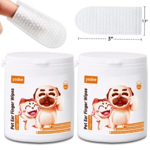 100pcs dog ear wipes finger, dog ear cleaner wipes for dogs and cats, pet ear wipes, soft & easy otic cleaning pads, remove wax, dirt & stop smelly, itchy, non-irritating