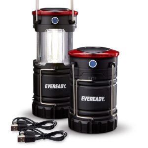 eveready 360 led camping lantern (2-pack), collapsible led lanterns, rugged survival kits for hurricane, emergency light for storm, outages, outdoor portable lanterns