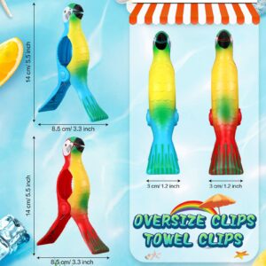 CHENGU 10 Pcs Beach Towel Clips Towel Clips Chair Holders for Beach Chairs Jumbo Size Plastic Clothes Pins Flamingo Parrot Pineapple Watermelon Seashell Ice Cream Beer Mug(Novelty Style)