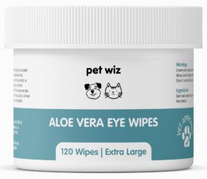 pet wiz aloe vera eye wipes for cleaning dogs & cats - extra large