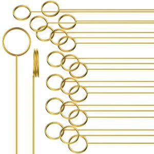 60 pcs metal wire floral place card holder 11.81 inches round gold photo clip floral card holder picks flower ring loop card holder for wedding party birthday office ​cake party favor