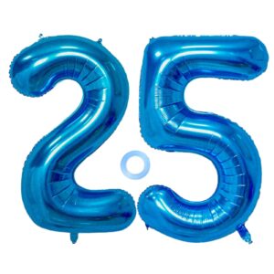 number 25 balloons 32 inch digital balloon alphabet 25th birthday balloons digit 25 helium balloons big balloons for birthday party supplies wedding bachelorette bridal shower, blue number 25