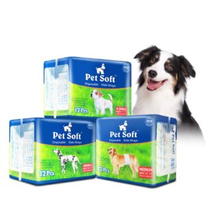 pet soft disposable male dog wraps - dog diapers for male dogs, puppy diapers 72pcs small