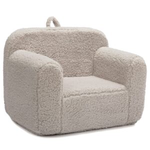 alimorden kids ultra-soft snuggle foam filled chair, toddler cuddly sherpa reading couch for boys and girls, light grey