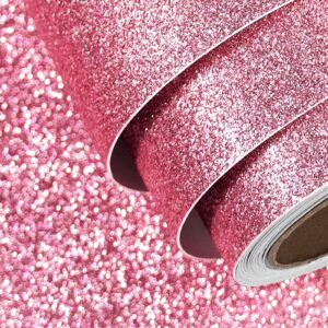 funstick pink glitter wallpaper stick and peel for girls bedroom pink glitter contact paper decorative fabric wallpaper peel and stick sparkle self adhesive wallpaper for cabinets crafts 15.8"x78.8"