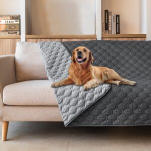 gogobunny 100% double-sided waterproof dog bed cover pet blanket sofa couch furniture protector for puppy large dog cat, reversible (82x82 inch (pack of 1), dark grey/light grey)