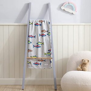 eddie bauer kids - throw blanket, super soft & cozy kids fleece bedding, playful home decor (fish lake grey, 50" x 60")