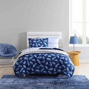 eddie bauer - full size quilt set, reversible kids bedding with matching shams, ideal for toddler bedding set (camp camo navy, full)