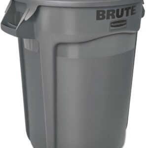 Rubbermaid Commercial 263200GY Round Brute Container Plastic 32 gal Gray (One Pack)