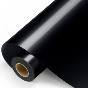 black permanent vinyl - glossy black adhesive vinyl roll for all cutting machine, permanent outdoor vinyl 12" x11ft for decor sticker, car decal, scrapbooking, signs, glossy & waterproof