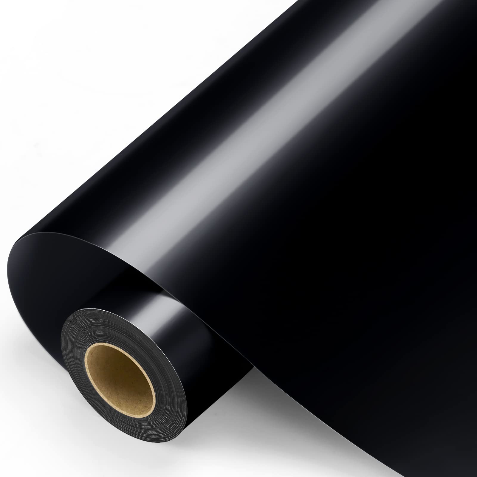 Black Permanent Vinyl - Glossy Black Adhesive Vinyl Roll for All Cutting Machine, Permanent Outdoor Vinyl 12" x11FT for Decor Sticker, Car Decal, Scrapbooking, Signs, Glossy & Waterproof