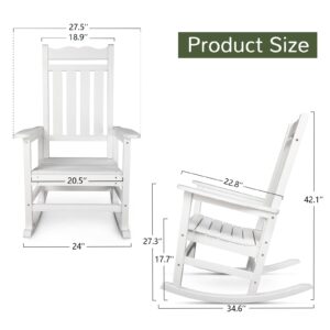 Stoog Oversized Outdoor Rocking Chair with 400 lbs Weight Capacity, Weather Resistant, HIPS Plastic Porch Rocker, for Backyard, Lawn, Fire Pit, Garden and Indoor (White)