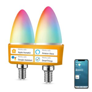 dohome smart candelabra led e12 bulbs work with apple homekit, smart light bulbs wi-fi dimmable chandelier light bulbs 5w (40w equivalent) 450lm smart bulbs work with alexa google home and smartthings