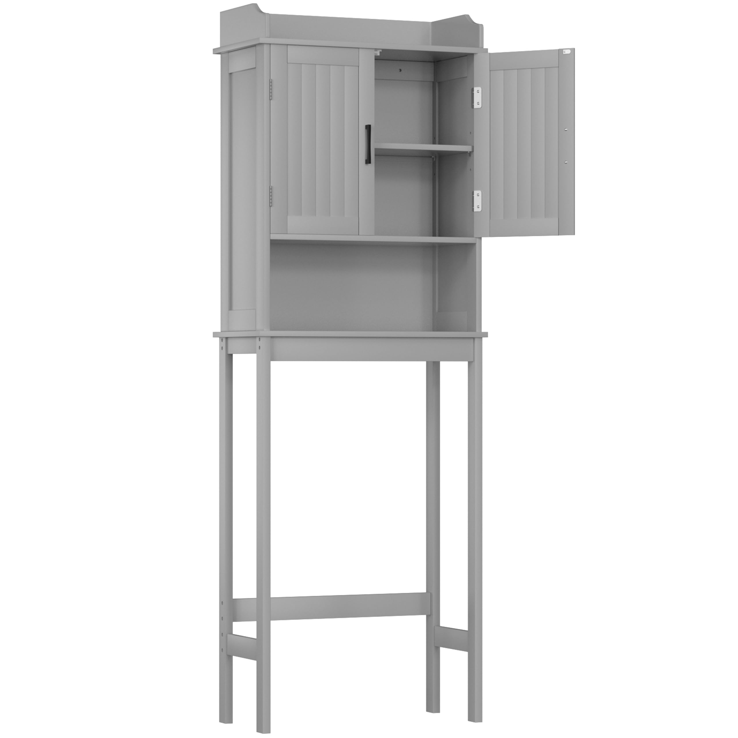 VEIKOUS Over The Toilet Storage Bathroom Organizer and Small Freestanding Cabinet W/Adjustable Shelf & Storage Rack, Bathroom Space Saver, Grey