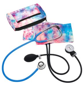 prestige medical adult aneroid sphygmomanometer/clinical lite™ stethoscope kit, tie dye cotton candy sky (model: a121-ccs)