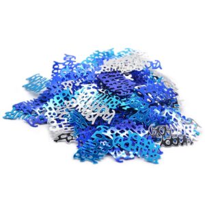 hrovsur happy birthday confetti for table - blue table confetti sprinkling scatter blue birthday decoration party supplies, blue and silver birthday decorations, party supplies (blue and silver)