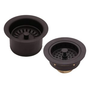 westbrass co2196s-12 combo pack 3-1/2" post style large basket extra-deep collar kitchen sink waste disposal flange with strainer stopper, oil rubbed bronze