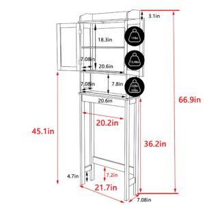 VEIKOUS Over The Toilet Storage Bathroom Organizer and Small Freestanding Cabinet W/Adjustable Shelf & Storage Rack, Bathroom Space Saver, Grey