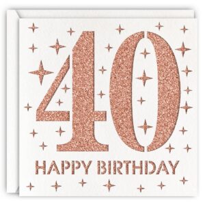 magjuche rose gold 40th birthday card, laser cut glitter woman age 40 birthday gift for mother, wife, sister