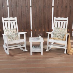 Stoog Oversized Outdoor Rocking Chair with 400 lbs Weight Capacity, Weather Resistant, HIPS Plastic Porch Rocker, for Backyard, Lawn, Fire Pit, Garden and Indoor (White)