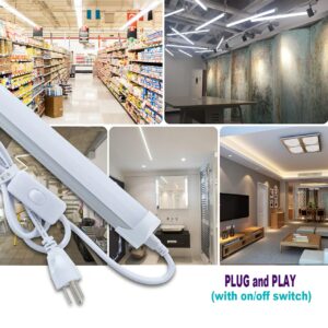 WAHADI 12-Pack 4FT T8 Led Integrated Tube Light Fixture 24W Bright White 6000K 4 Foot Shop Single Strip Connectable Bulb Milky Cover for Household, Garage and Under Cabinet