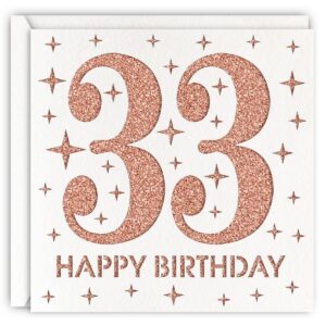 magjuche rose gold 33rd birthday card, laser cut glitter woman age 33 birthday gift for daughter, sister