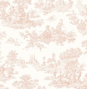 nextwall chateau toile peel and stick wallpaper (blush)