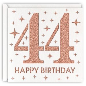 magjuche rose gold 44th birthday card, laser cut glitter woman age 44 birthday gift for mother, wife, sister