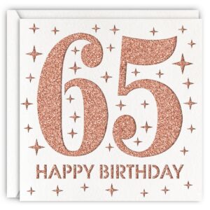 magjuche rose gold 65th birthday card, laser cut glitter woman age 65 birthday gift for mother, wife, sister