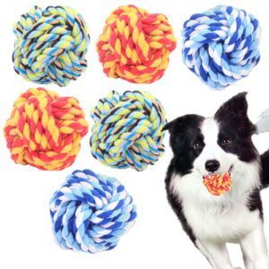 6 pack dog chew toys for aggressive chewers large breed, xl cotton dog rope balls, indestructible dog toys with tough twisted for large medium dogs, dental teething ball for puppy small dogs