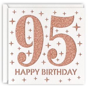 magjuche rose gold 95th birthday card, laser cut glitter woman age 95 birthday gift for mother, grandmother, sister