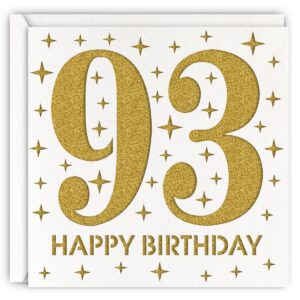 magjuche gold 93rd birthday card, laser cut glitter woman man age 93 gift for mother, grandmother, father