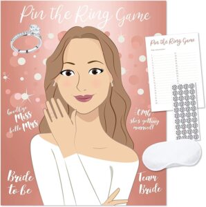 pin the ring on the bride - perfect bridal shower bachelorette party night game - includes 40 stickers