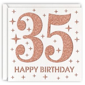 magjuche rose gold 35th birthday card, laser cut glitter woman age 35 birthday gift for wife, sister