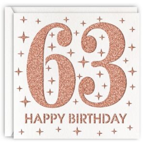 magjuche rose gold 63rd birthday card, laser cut glitter woman age 63 birthday gift for mother, wife, sister